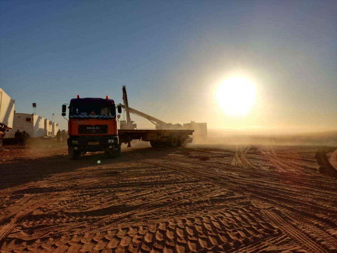 Transferring the rig from the Erawin field to the Atshan concession, in ...